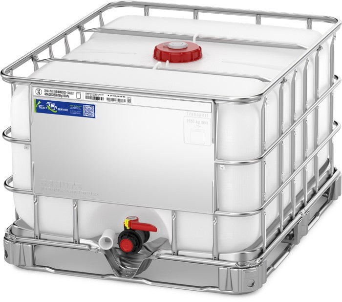 150 Gallon FDA IBC Tote, New, UN Rated, 2" Camlock Valve, Steel Pallet ...